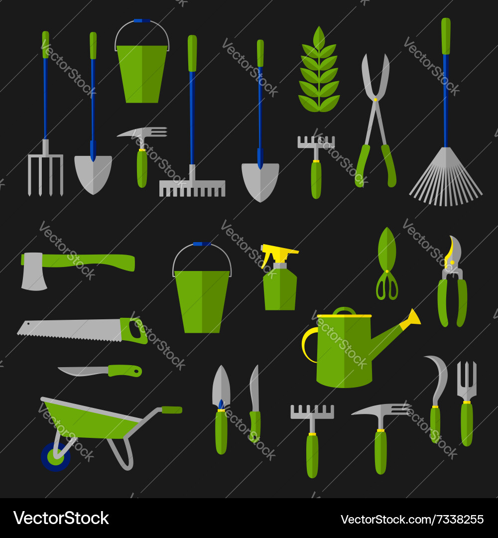 Agriculture and gardening tools flat icons Vector Image