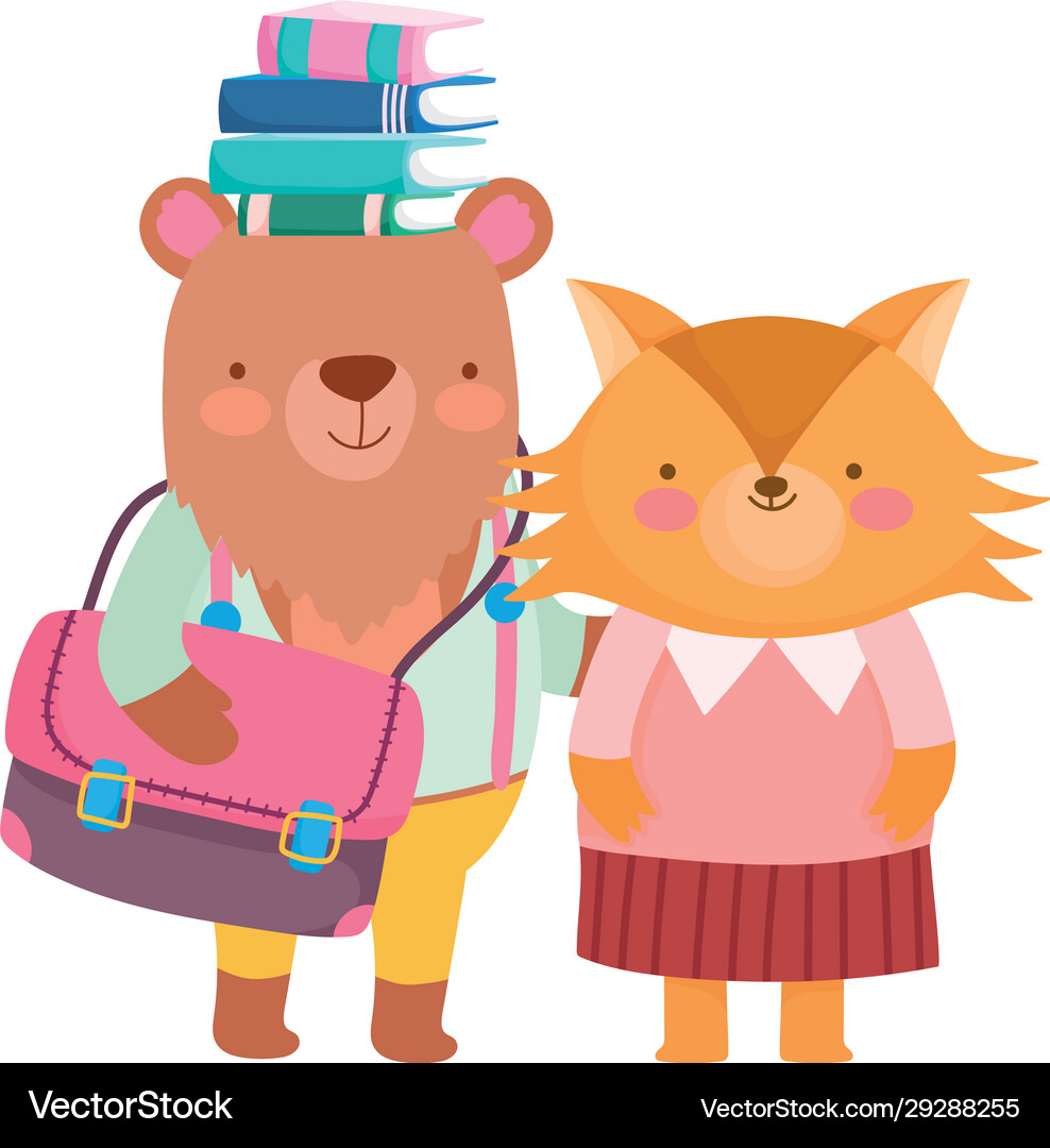 Back to school education bear with bag books Vector Image