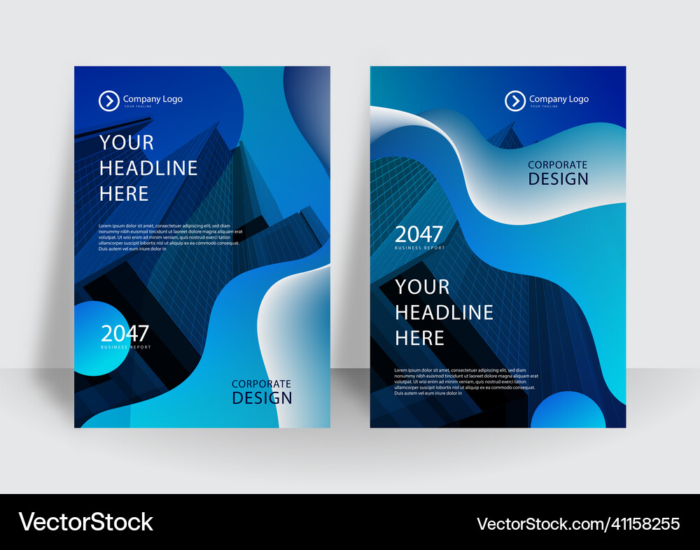 Blue curve business proposal leaflet brochure Vector Image