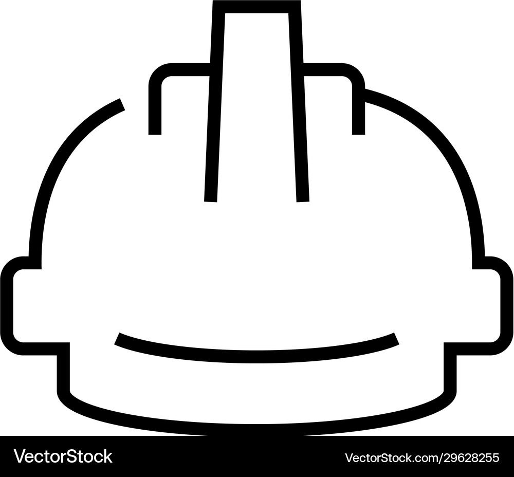 Builder helmet line icon concept sign outline Vector Image