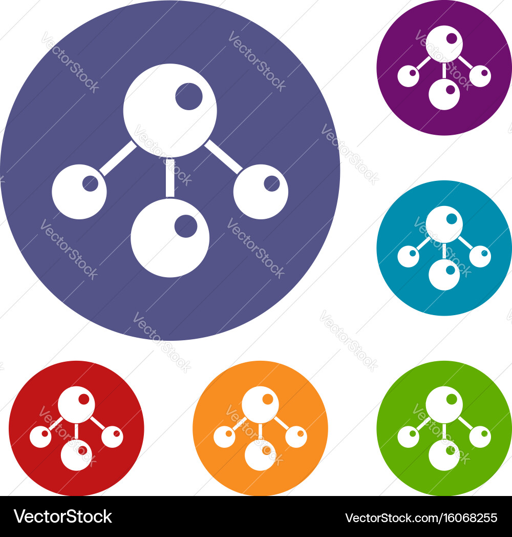 Chemical and physical molecules icons set Vector Image