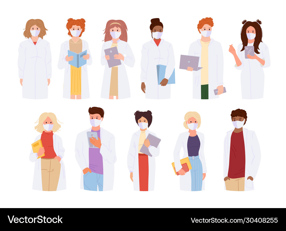 Doctors mask corona flat cartoon style Royalty Free Vector
