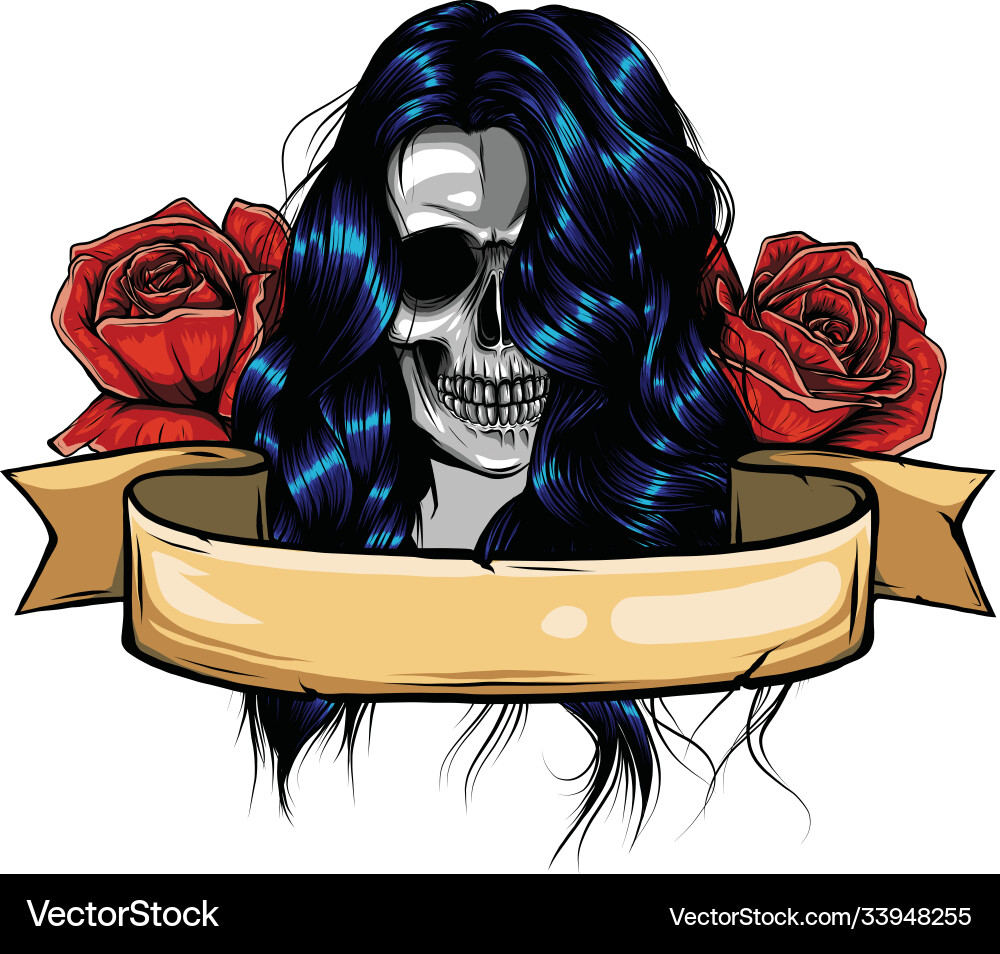 Girl with skeleton make up hand drawn Royalty Free Vector