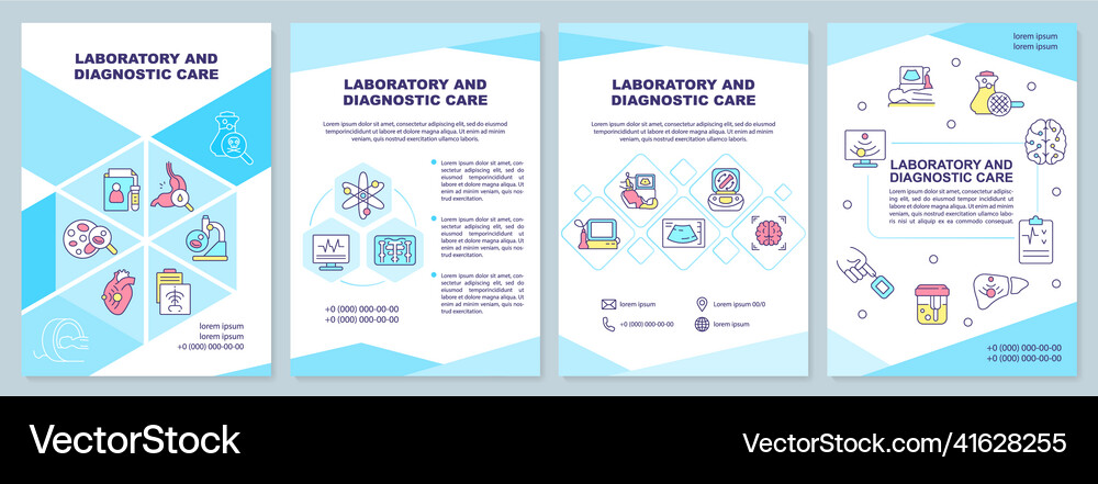 Laboratory and diagnostic care blue brochure Vector Image