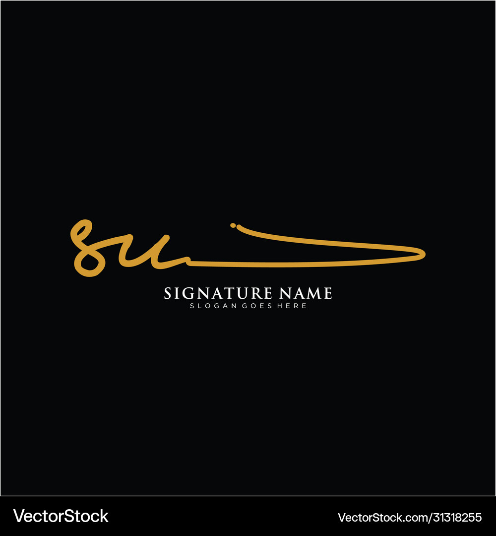Letter su signature logo template Royalty Free Vector Image