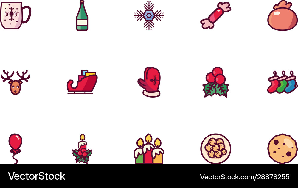 Merry christmas icon set design Royalty Free Vector Image