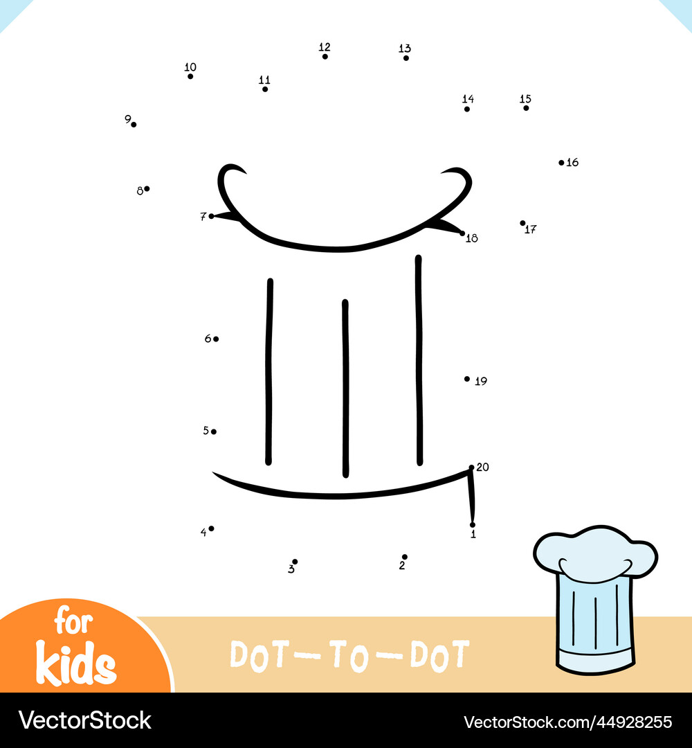 Numbers game education dot to dot game chef s hat Vector Image