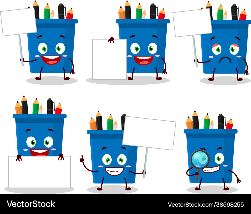 Office pencil stand cartoon character bring Vector Image