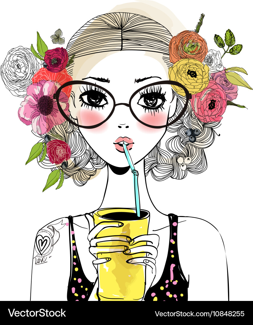 Portrait cute girl Royalty Free Vector Image - VectorStock