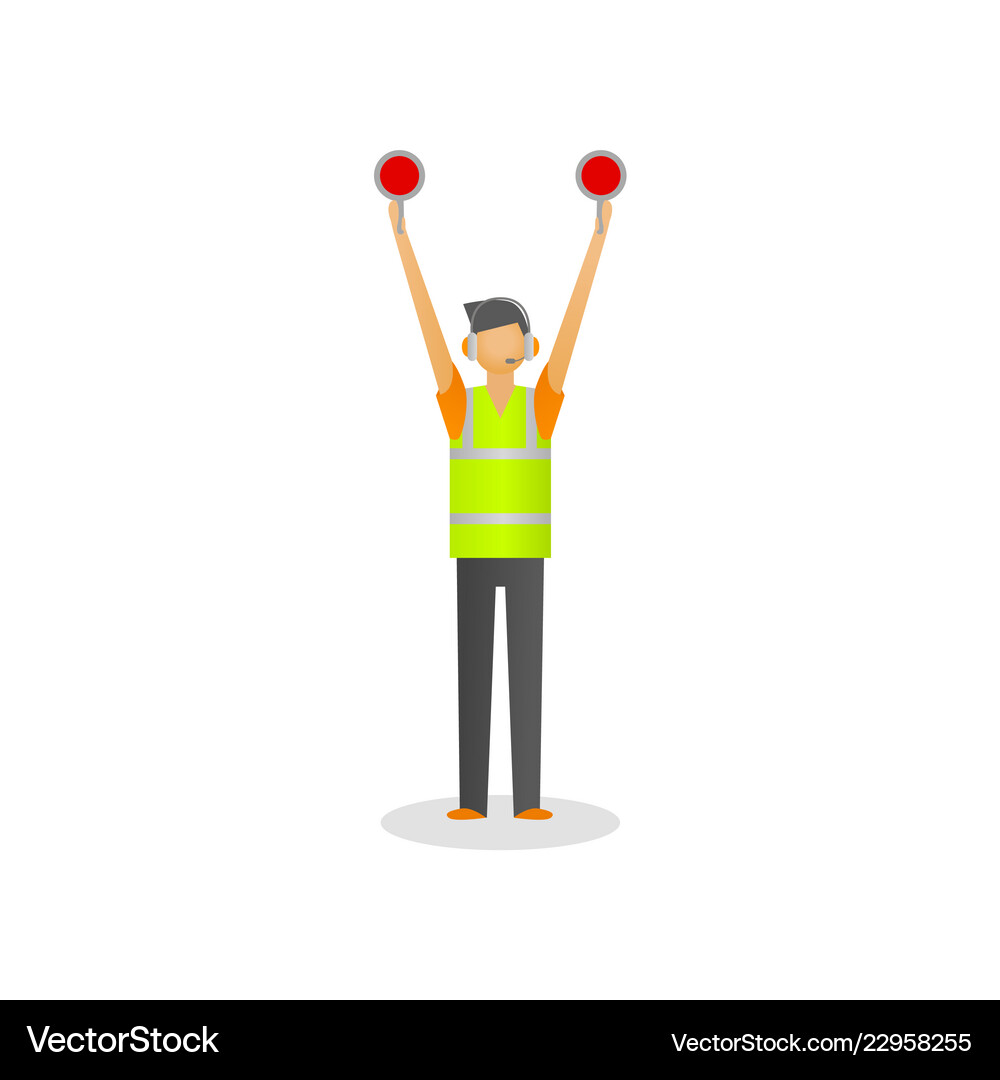Special worker in reflective clothing showing Vector Image