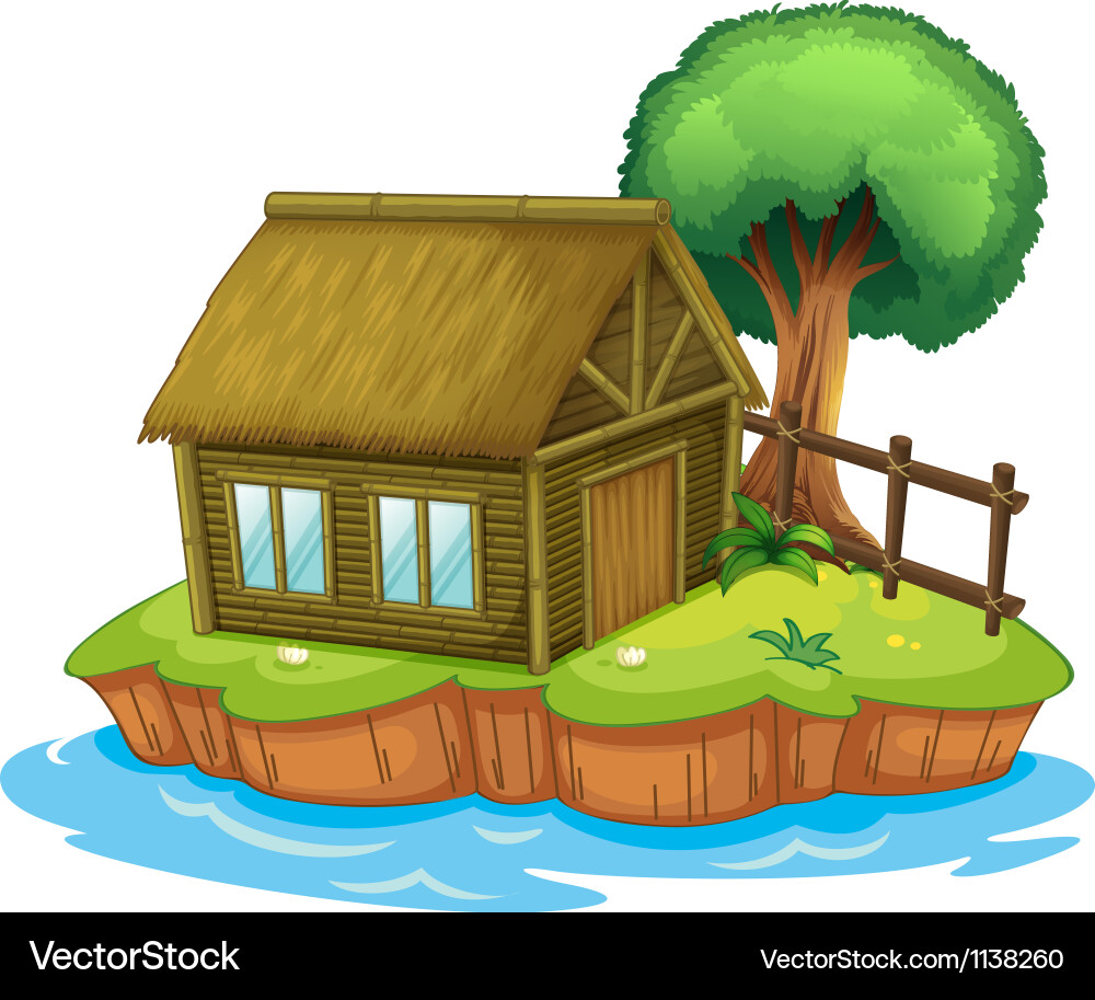 A house and tree on island Royalty Free Vector Image
