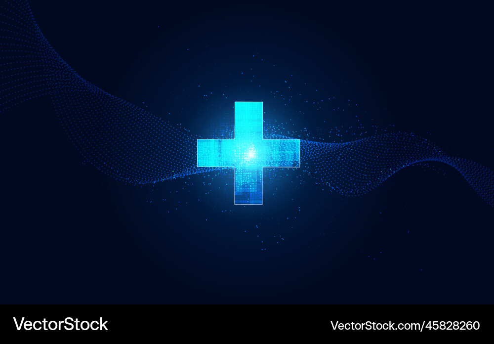 Abstract health plus symbol beautiful wave Vector Image