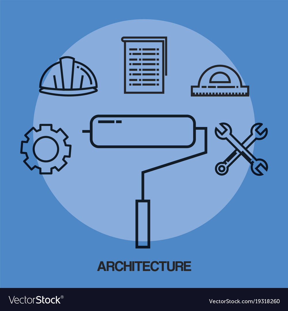 Architectural design set icons Royalty Free Vector Image