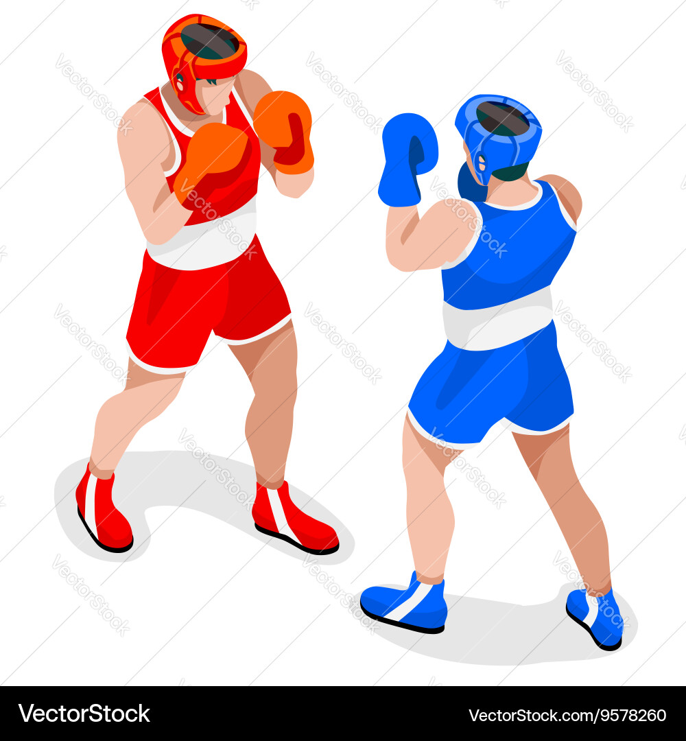 Boxing 2016 sports 3d isometric Royalty Free Vector Image