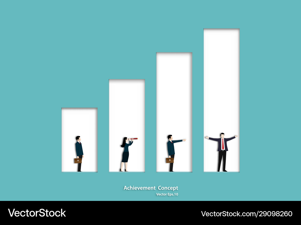 Business people standing in growing bar graph Vector Image