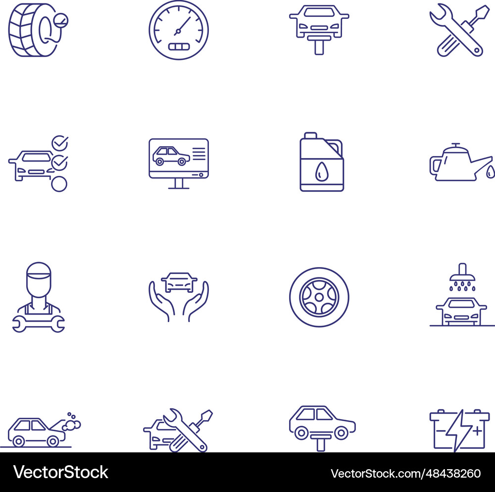 Car service line icon set Royalty Free Vector Image