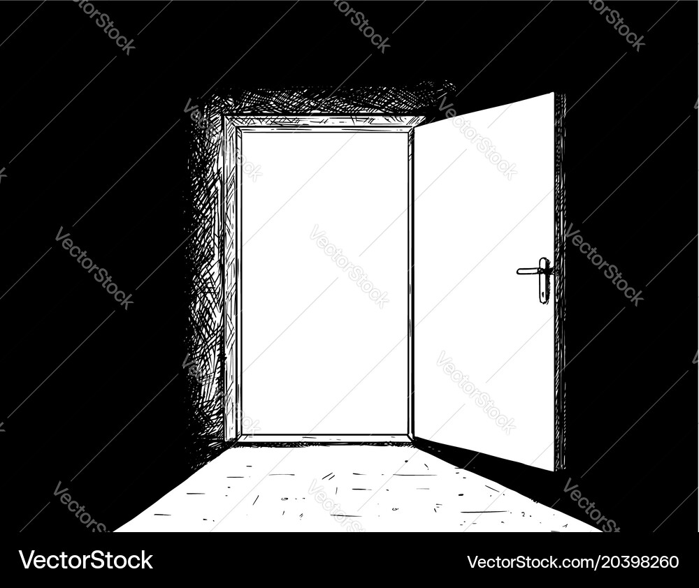 Cartoon open simple modern door and light Vector Image