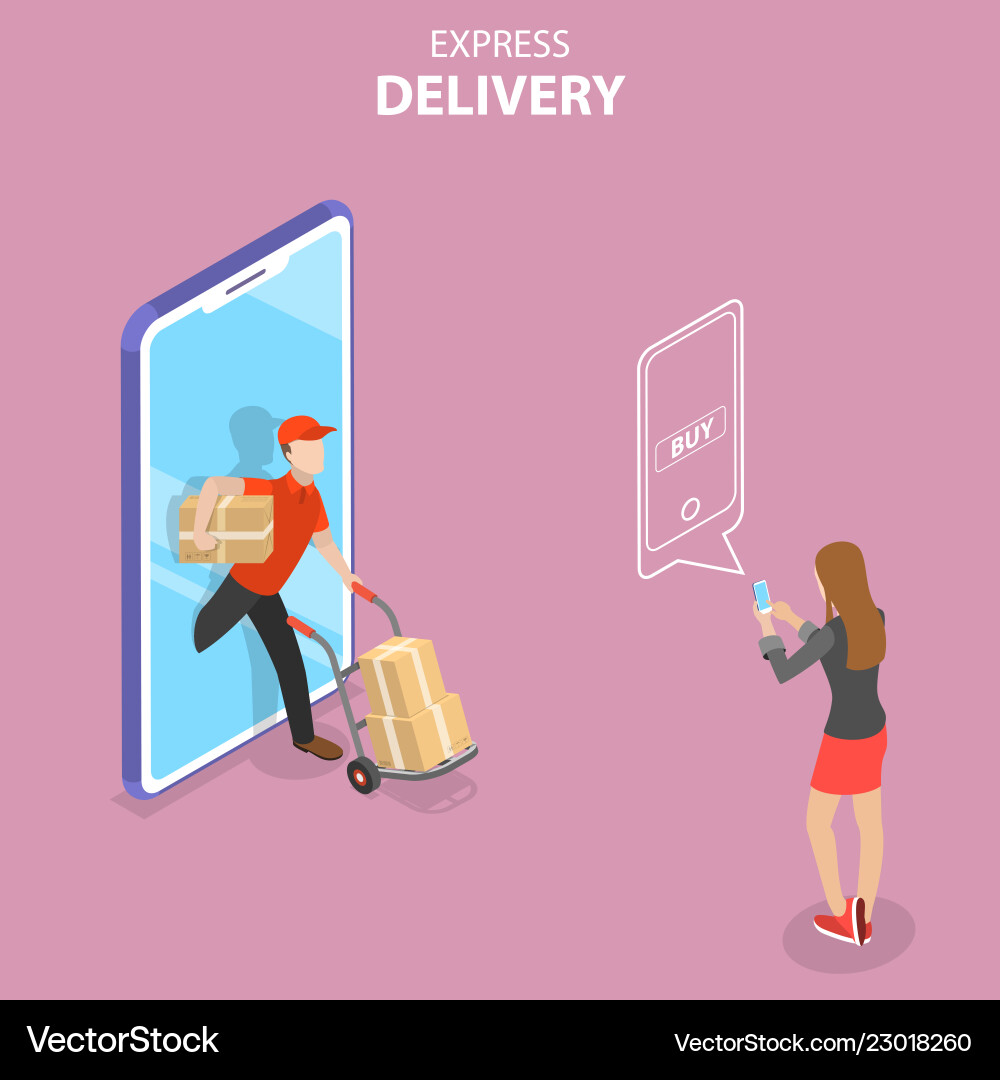 Isometric flat concept of express delivery Vector Image