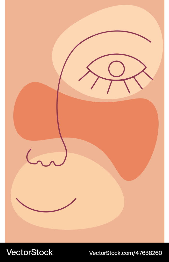 Modern line art face with shapes Royalty Free Vector Image