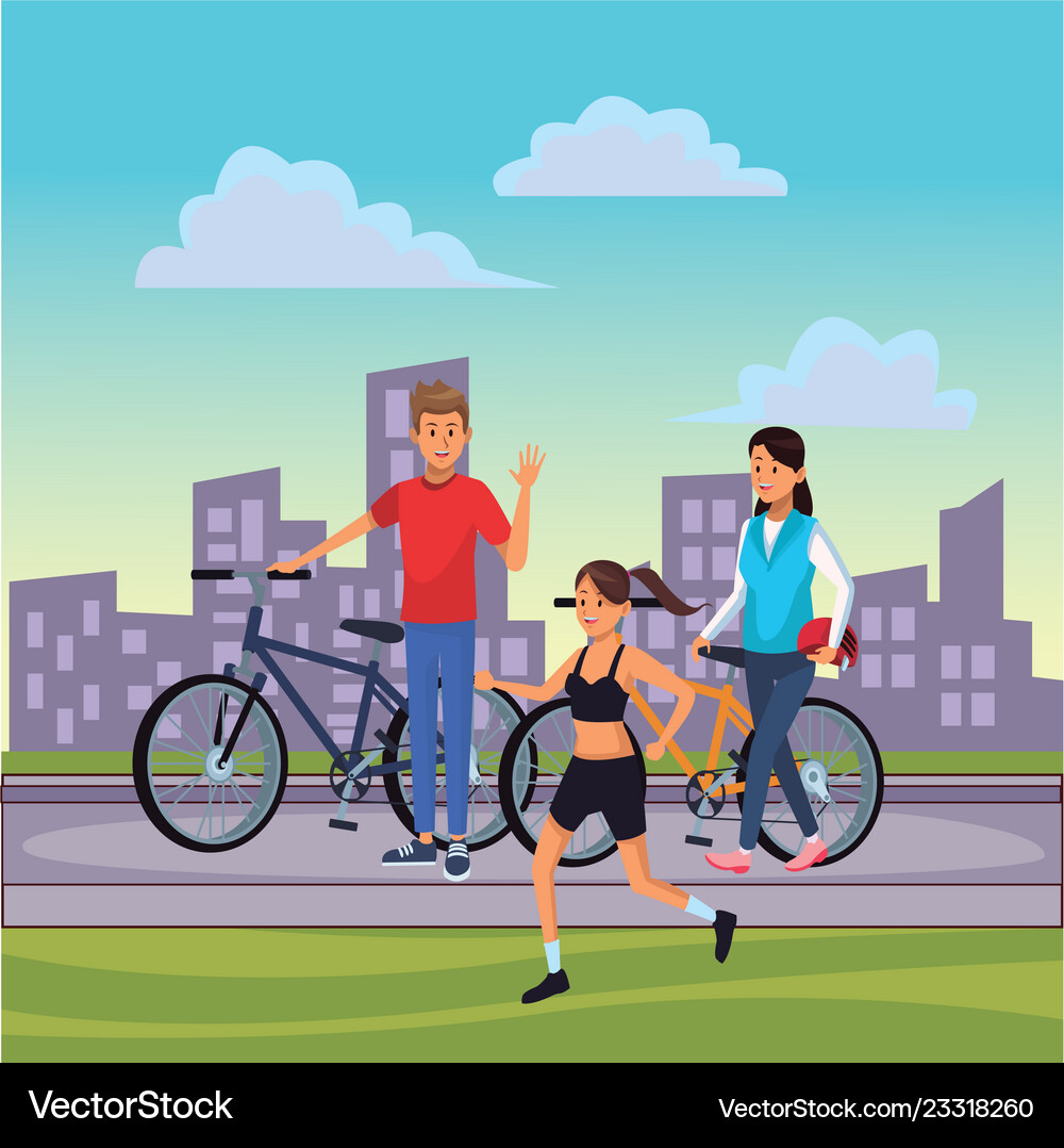 People riding bike Royalty Free Vector Image - VectorStock