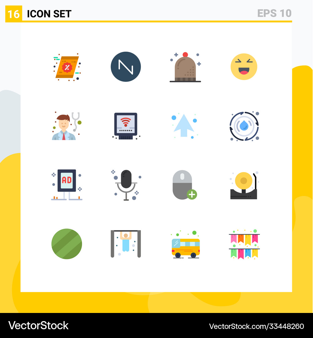 Pictograph set 16 simple flat colors Royalty Free Vector