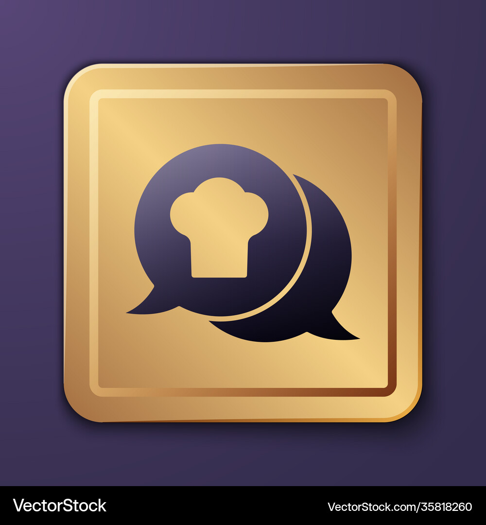 Purple chef hat in speech bubble icon isolated Vector Image