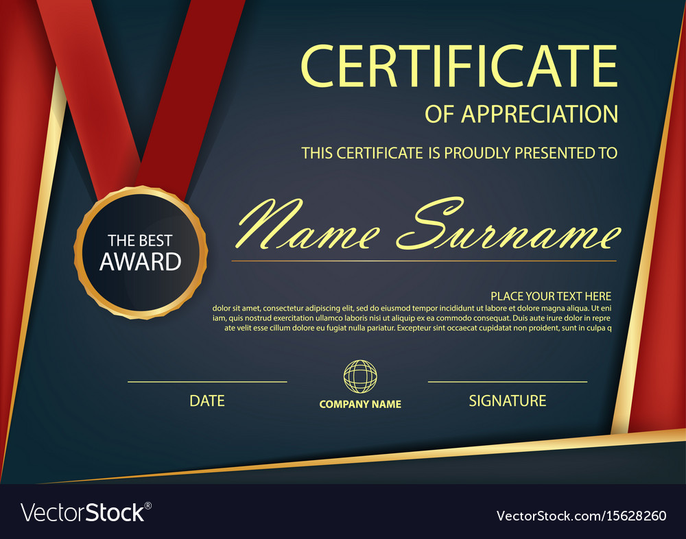Red Black Elegance Horizontal Certificate Vector Image