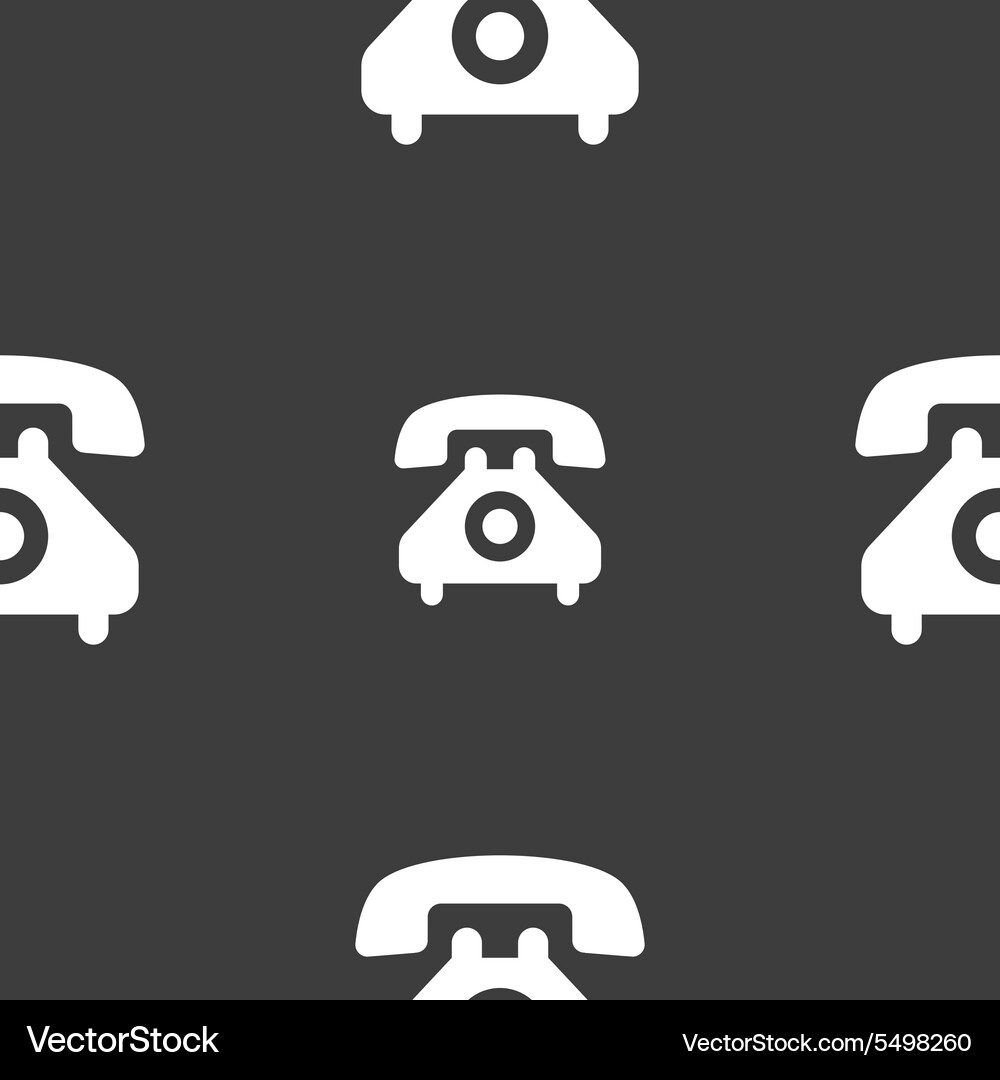 Retro telephone handset icon sign seamless pattern
