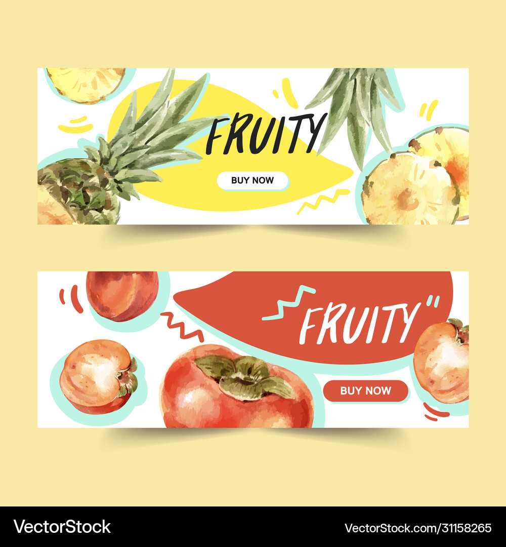 Banner design with pineapple and plum concept Vector Image