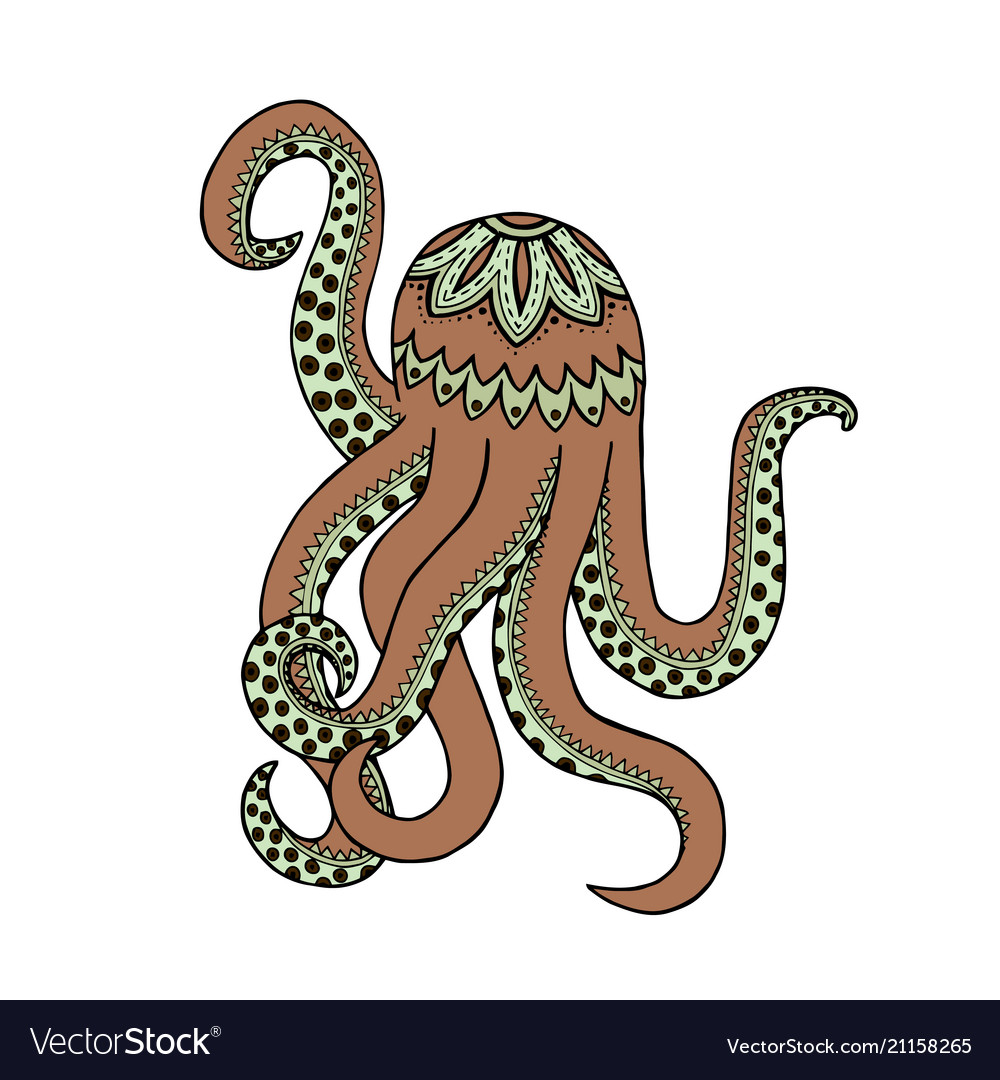 Beige octopus tangle pattern Royalty Free Vector Image