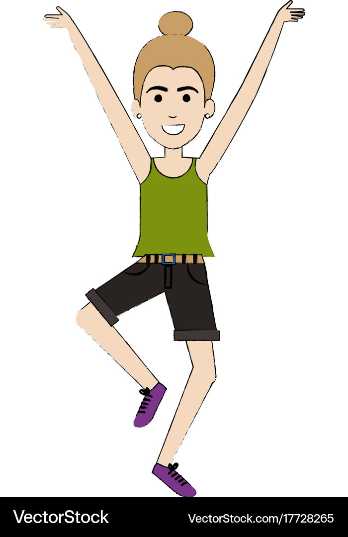 Cheerful jumping woman avatar Royalty Free Vector Image