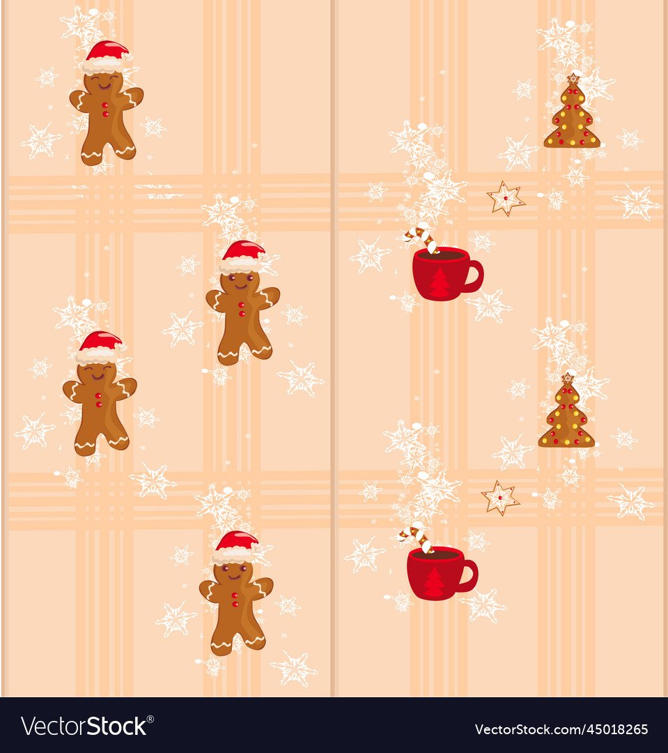 Christmas seamless pattern set with gingerbread Vector Image