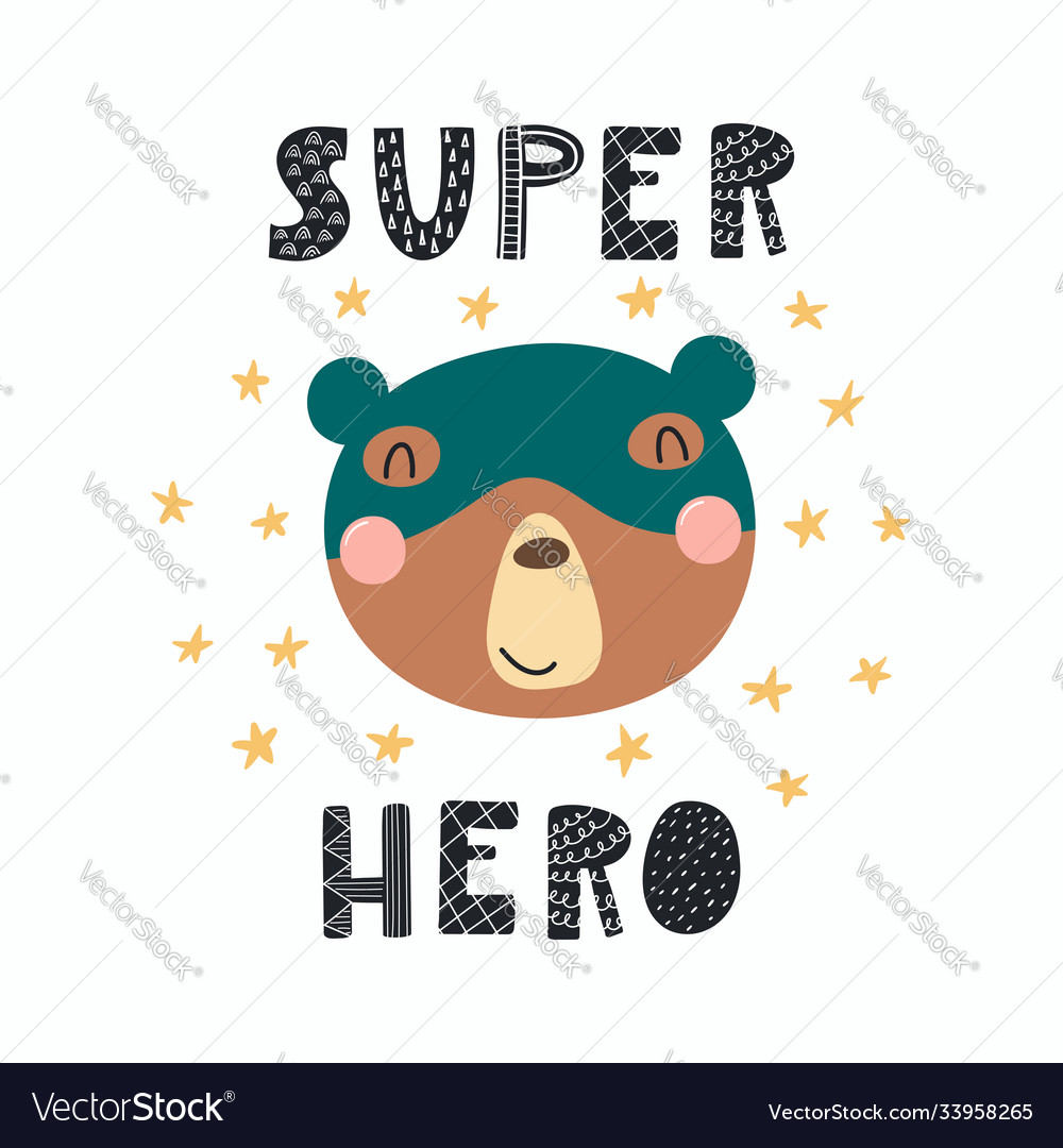 Cute super hero bear Royalty Free Vector Image