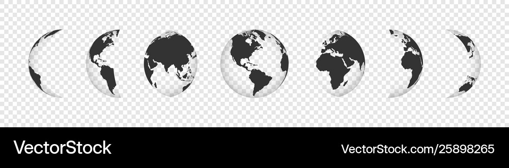 Earth globe collection black globes icons Vector Image