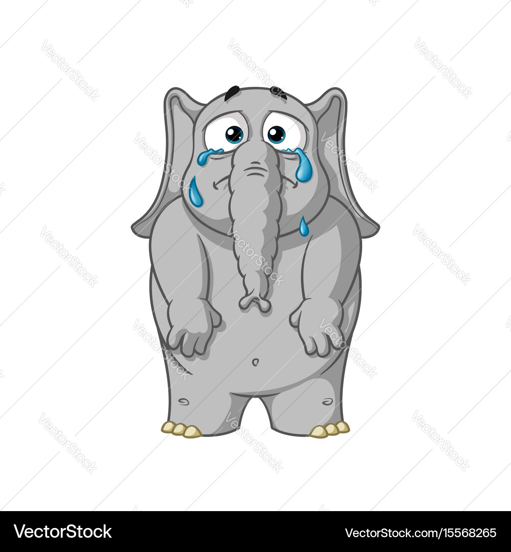 Elephant cries throwing tears lowers his hands Vector Image