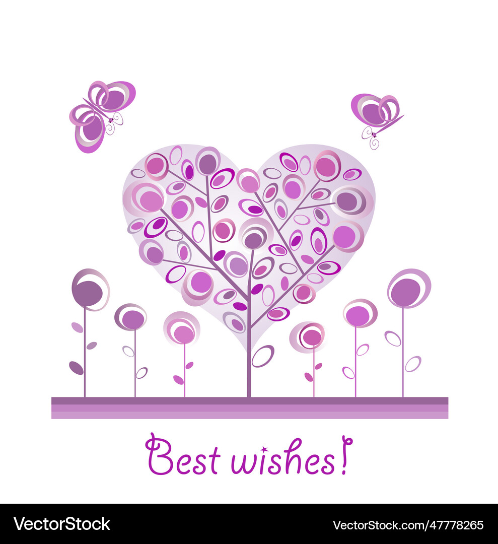 Funny decorative abstract lilac tree in heart Vector Image