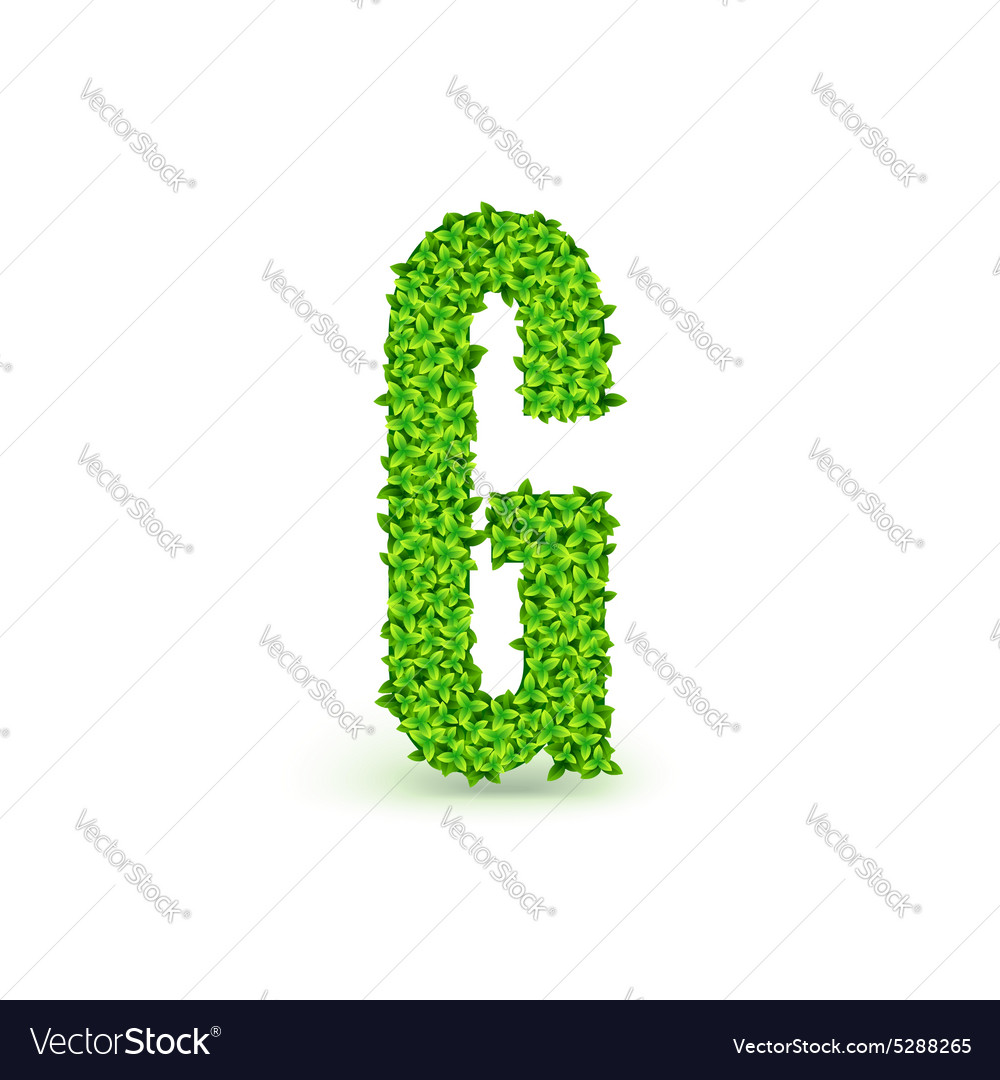 Green leaves font g Royalty Free Vector Image - VectorStock