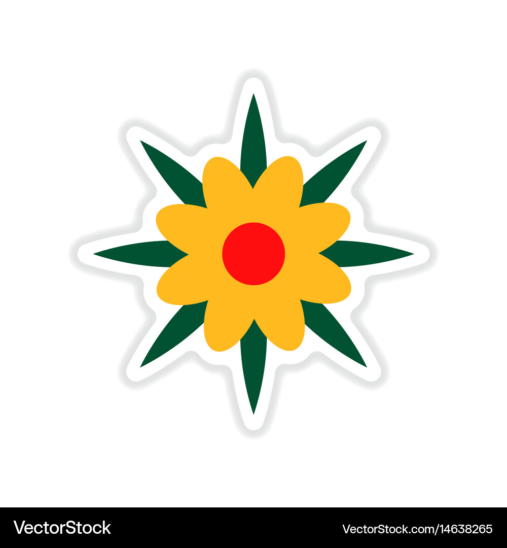 Paper sticker on white background flower Vector Image