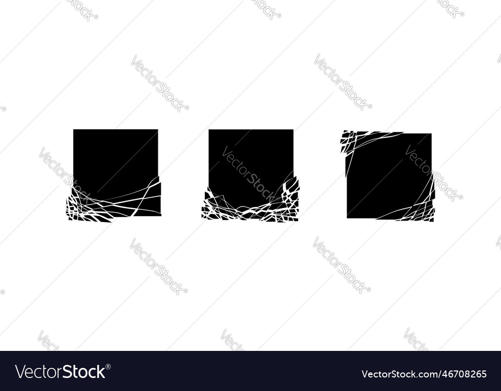 Set black square explode shapes cube broken Vector Image