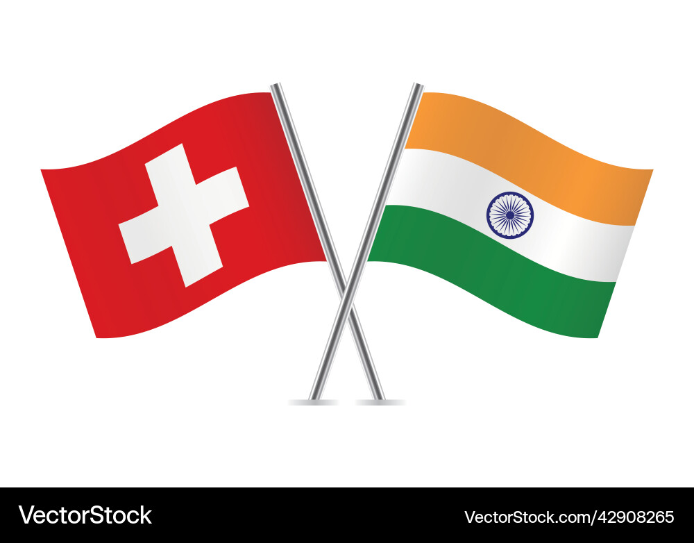 Switzerland and india crossed flags Royalty Free Vector