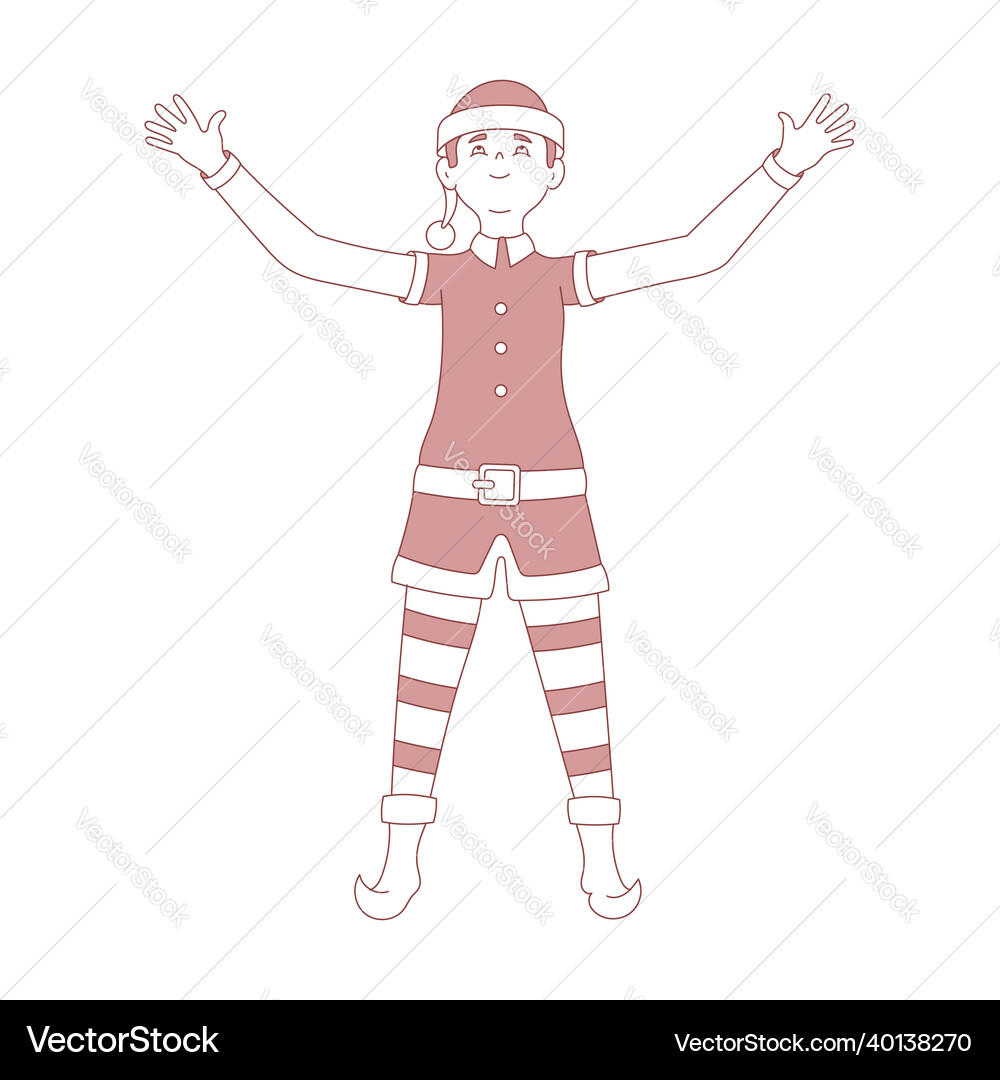 A happy christmas elf with hands up Royalty Free Vector