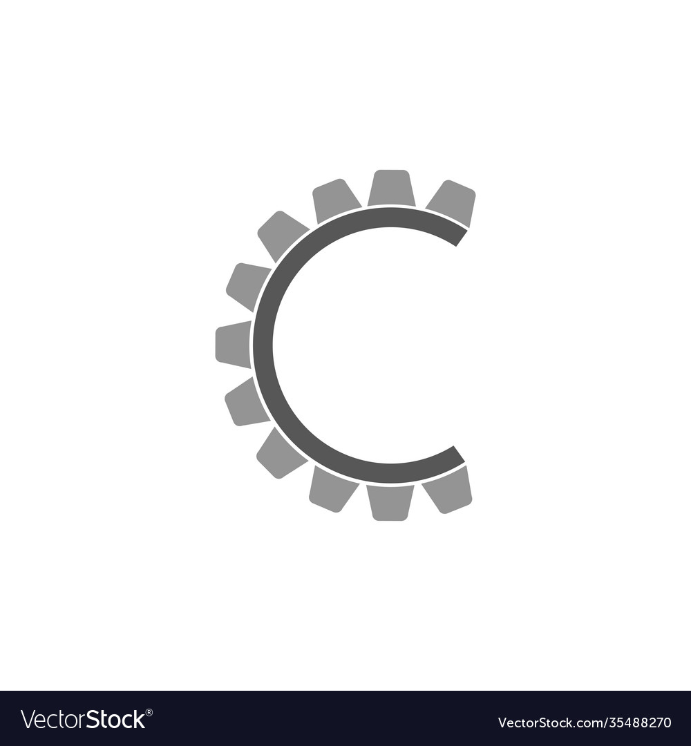 Abstract letter c simple geometric cog machine Vector Image