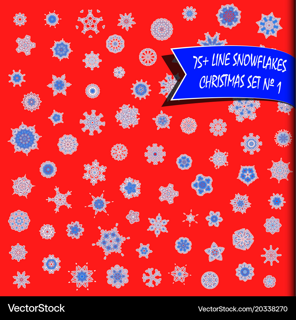 Big set geometric snowflakes snow background Vector Image