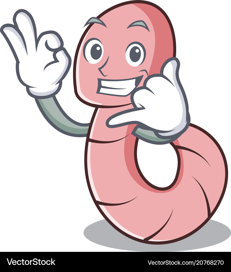 Call me worm mascot cartoon style Royalty Free Vector Image