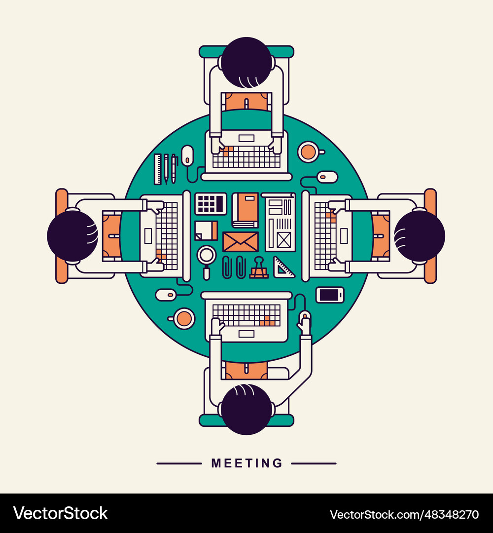 Flat design concept for roundtable meeting Vector Image