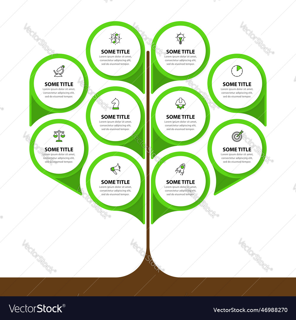 Infographic template abstract green tree with 10 Vector Image