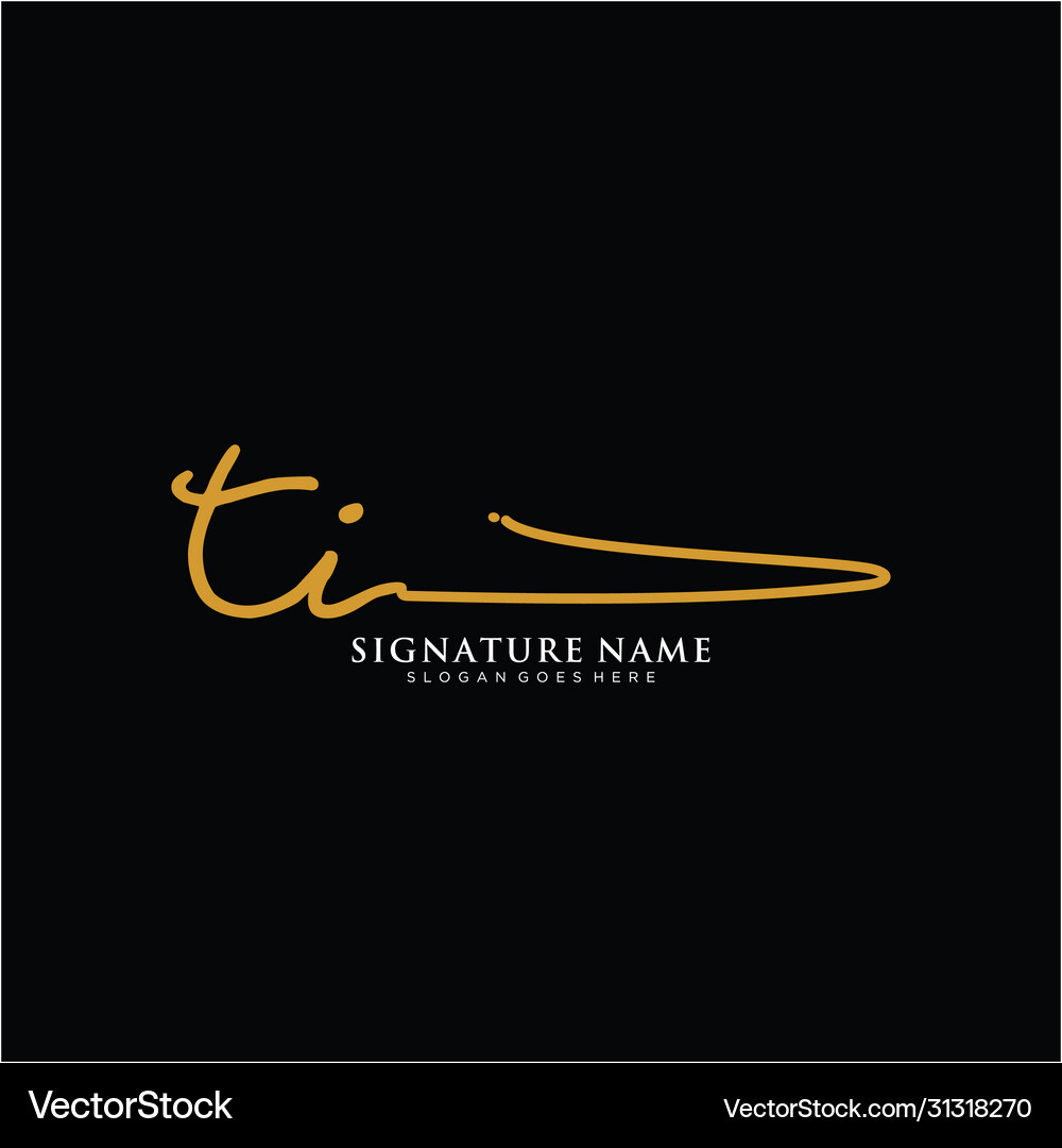 Letter ti signature logo template Royalty Free Vector Image