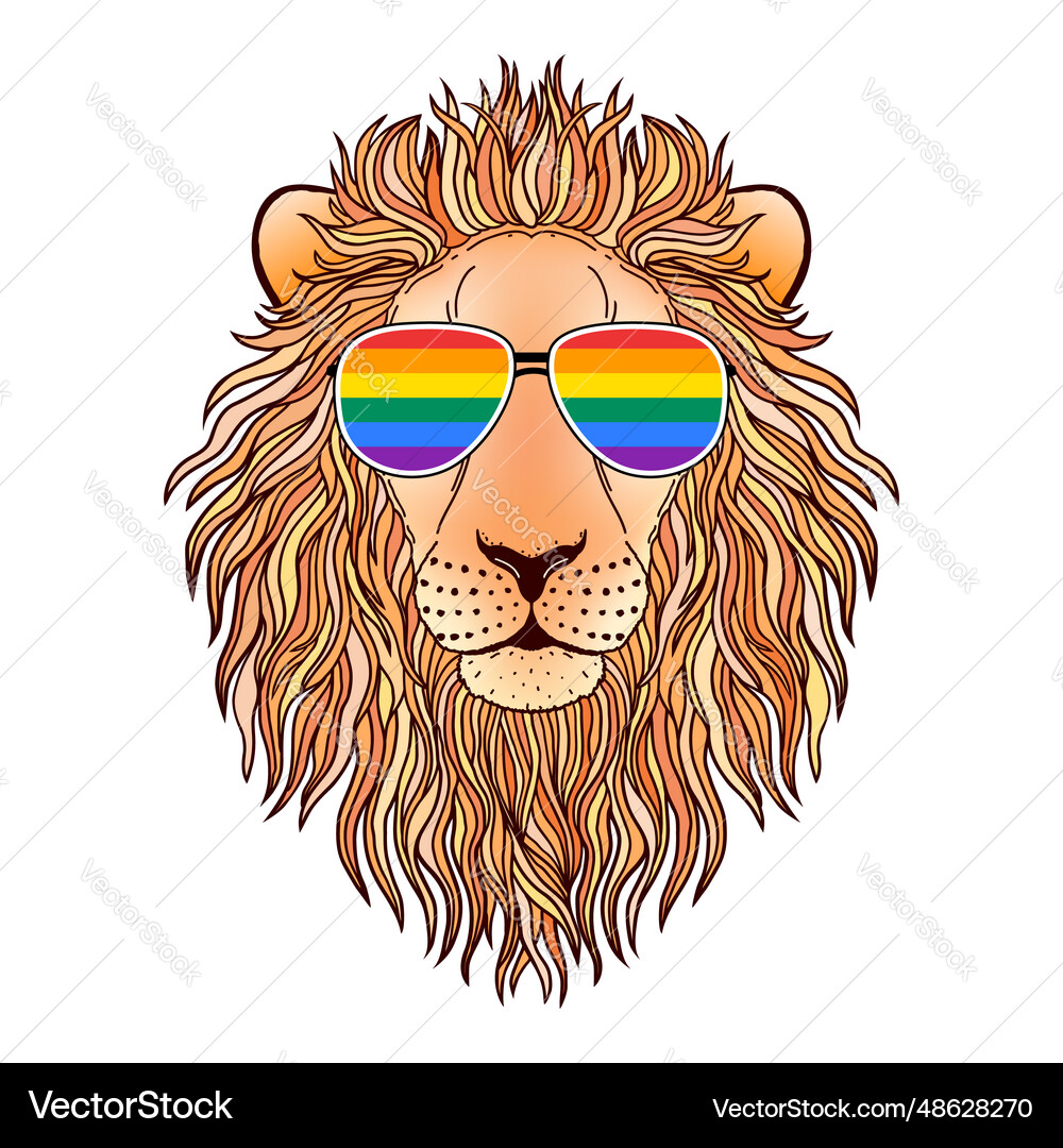 Lion muzzle with sunglasses Royalty Free Vector Image
