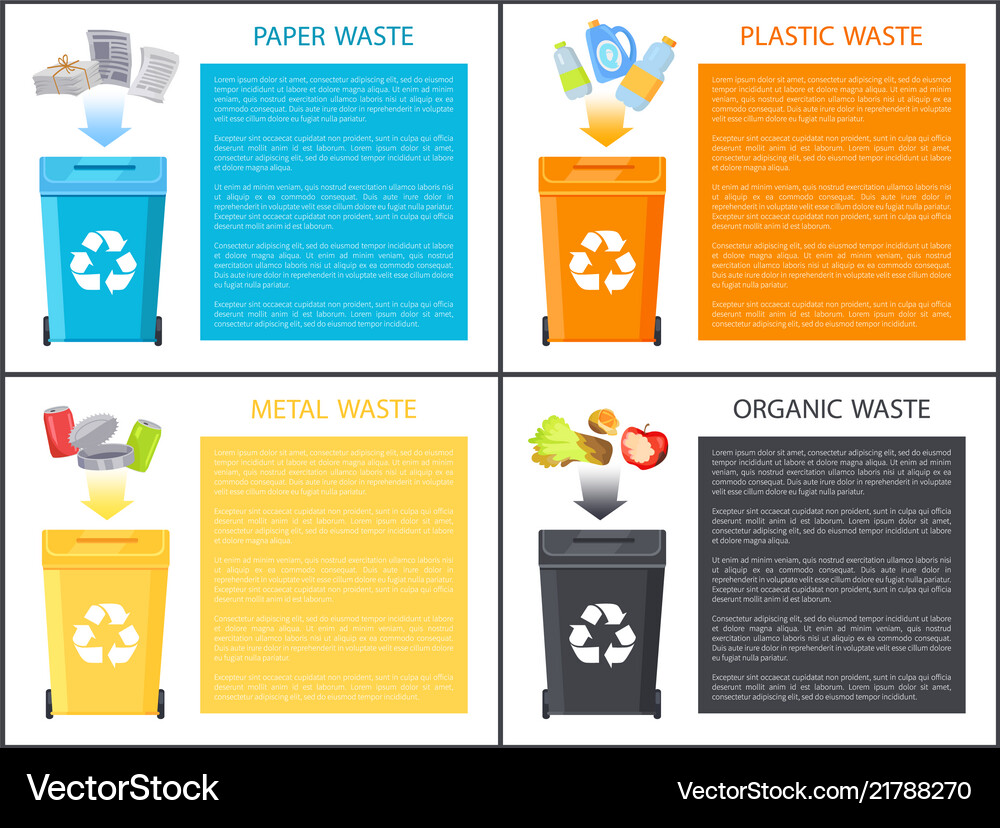 Paper plastic and metal waste Royalty Free Vector Image