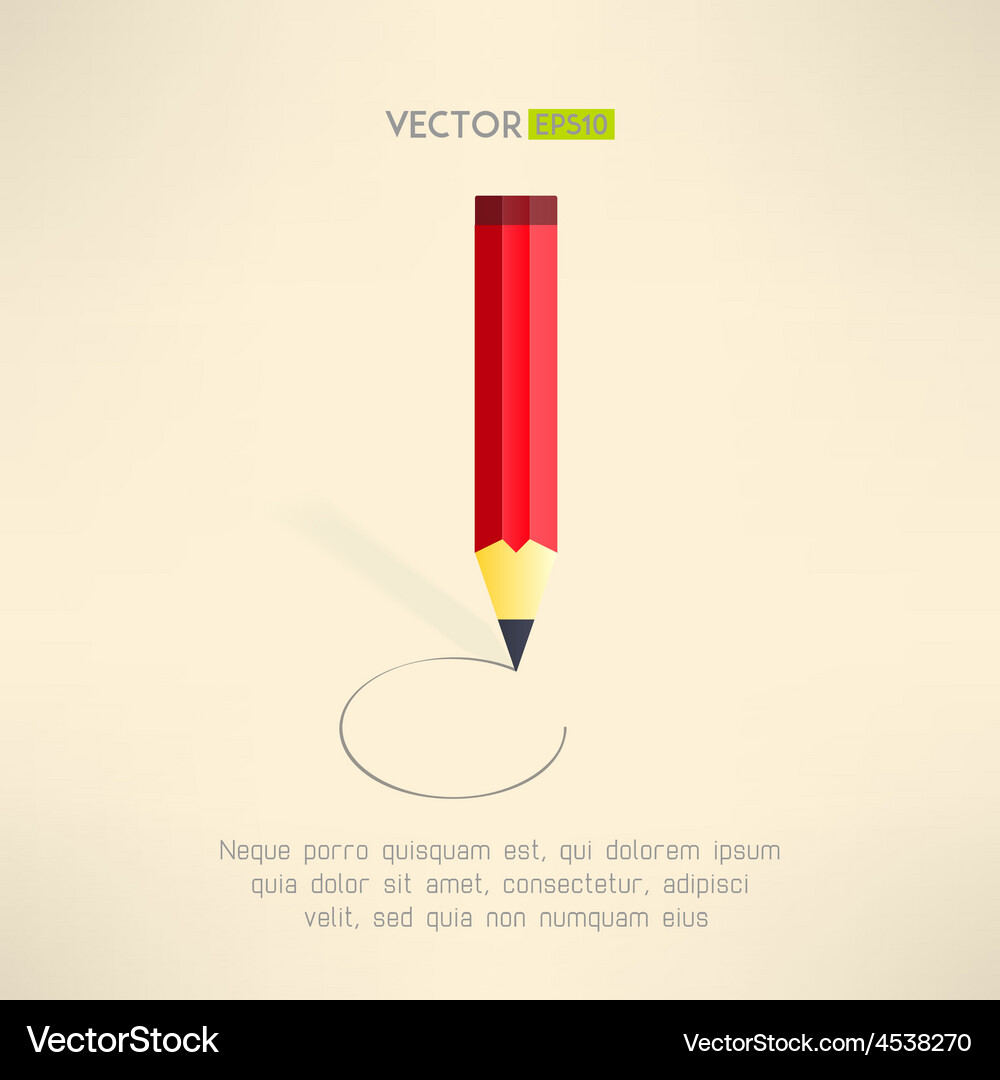 Red pencil drawing a circle line artwork concept Vector Image
